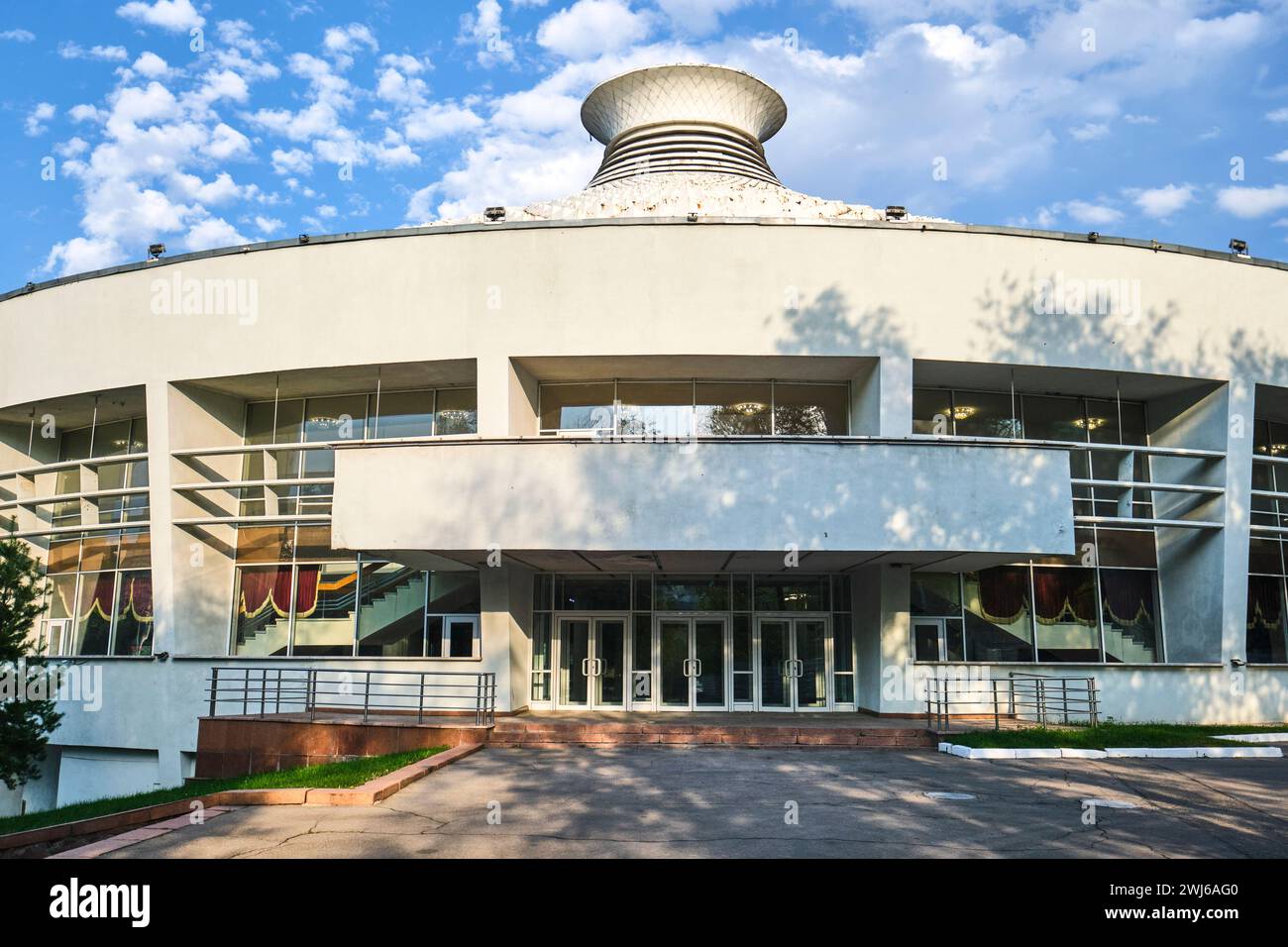 View of the Soviet era Socialist, Modernist style facade of the ...