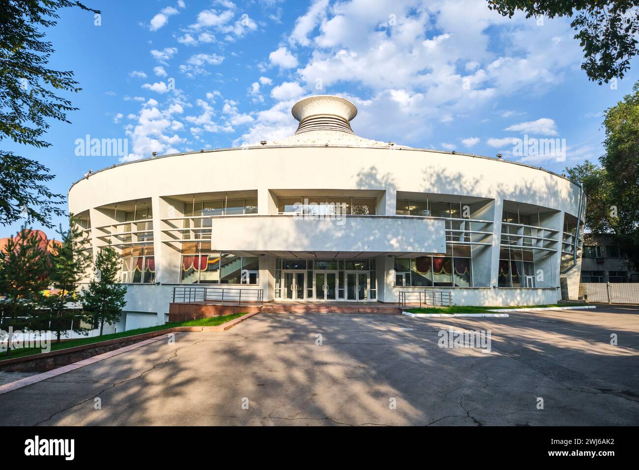 View of the Soviet era Socialist, Modernist style facade of the ...