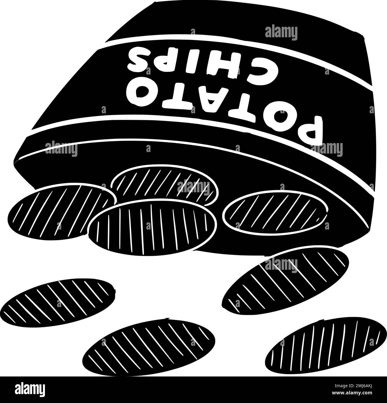 black potato silhouette or flat tortilla illustration of snack logo ...