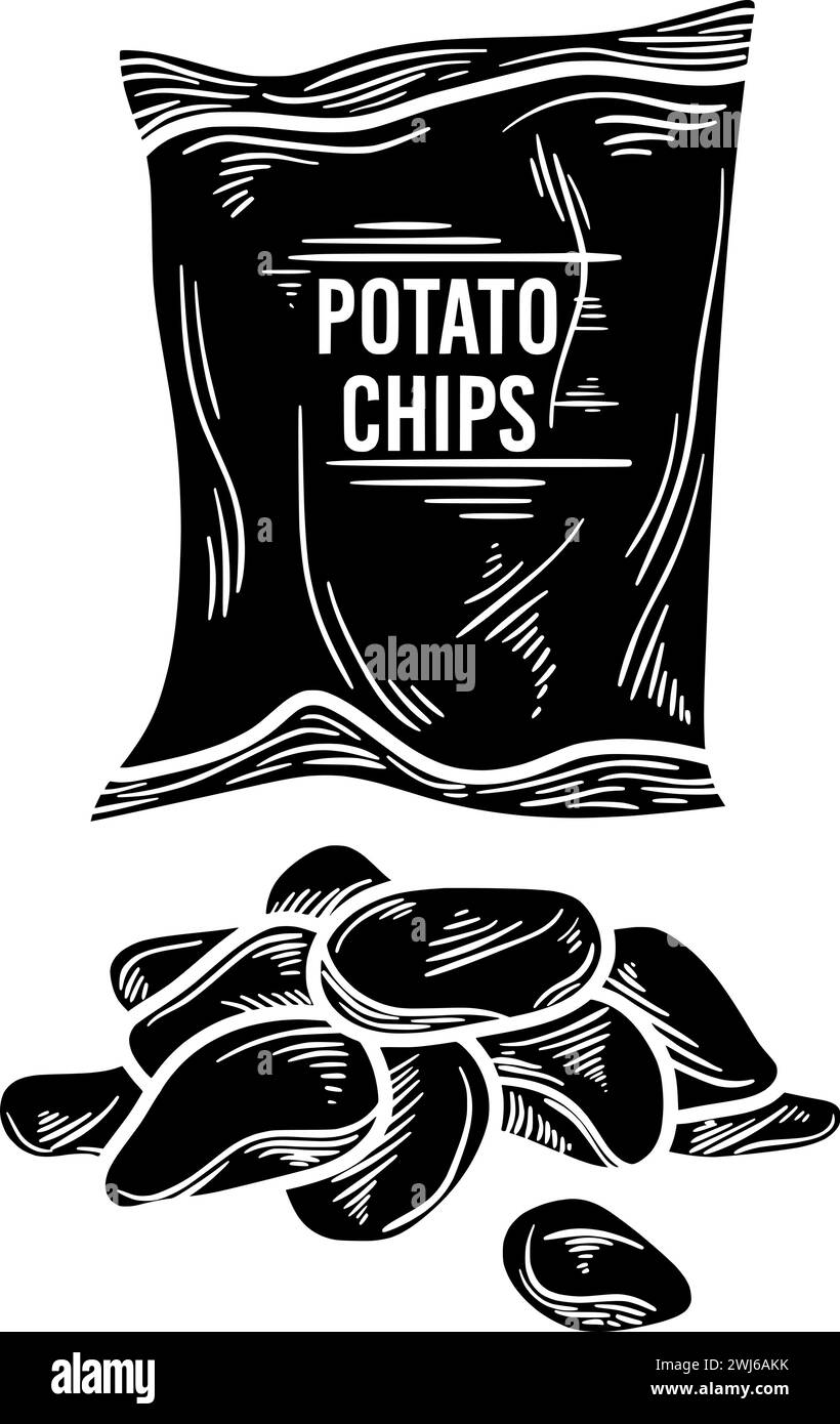 black potato silhouette or flat tortilla illustration of snack logo ...