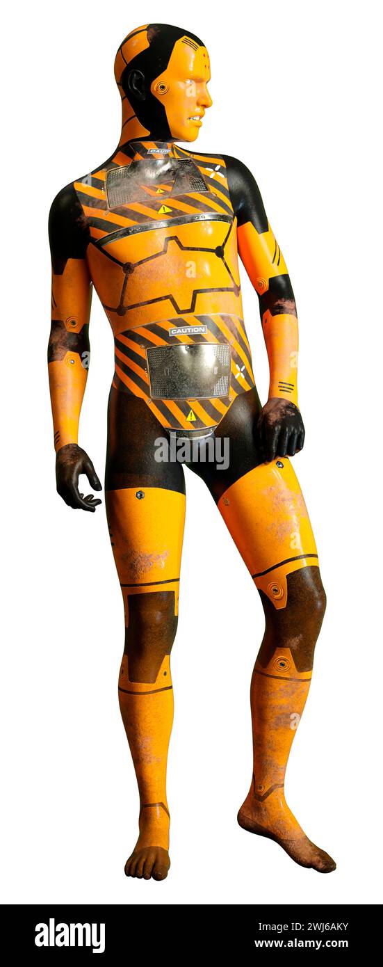 3D rendering of a male robot isolated on white background Stock Photo ...