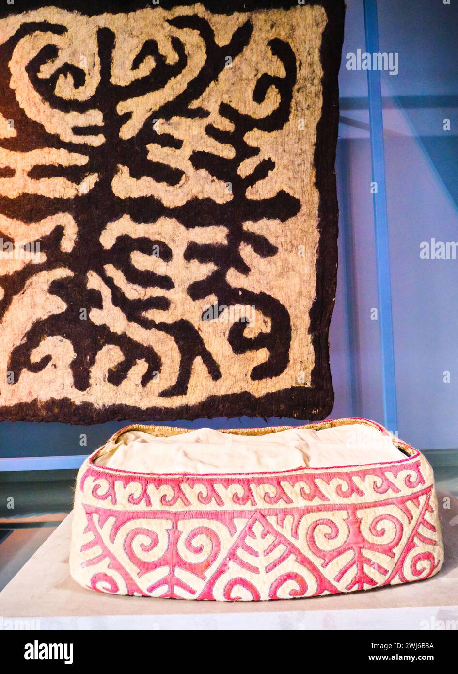 A detailed view of one of the displays, exhibits of traditional wool ...