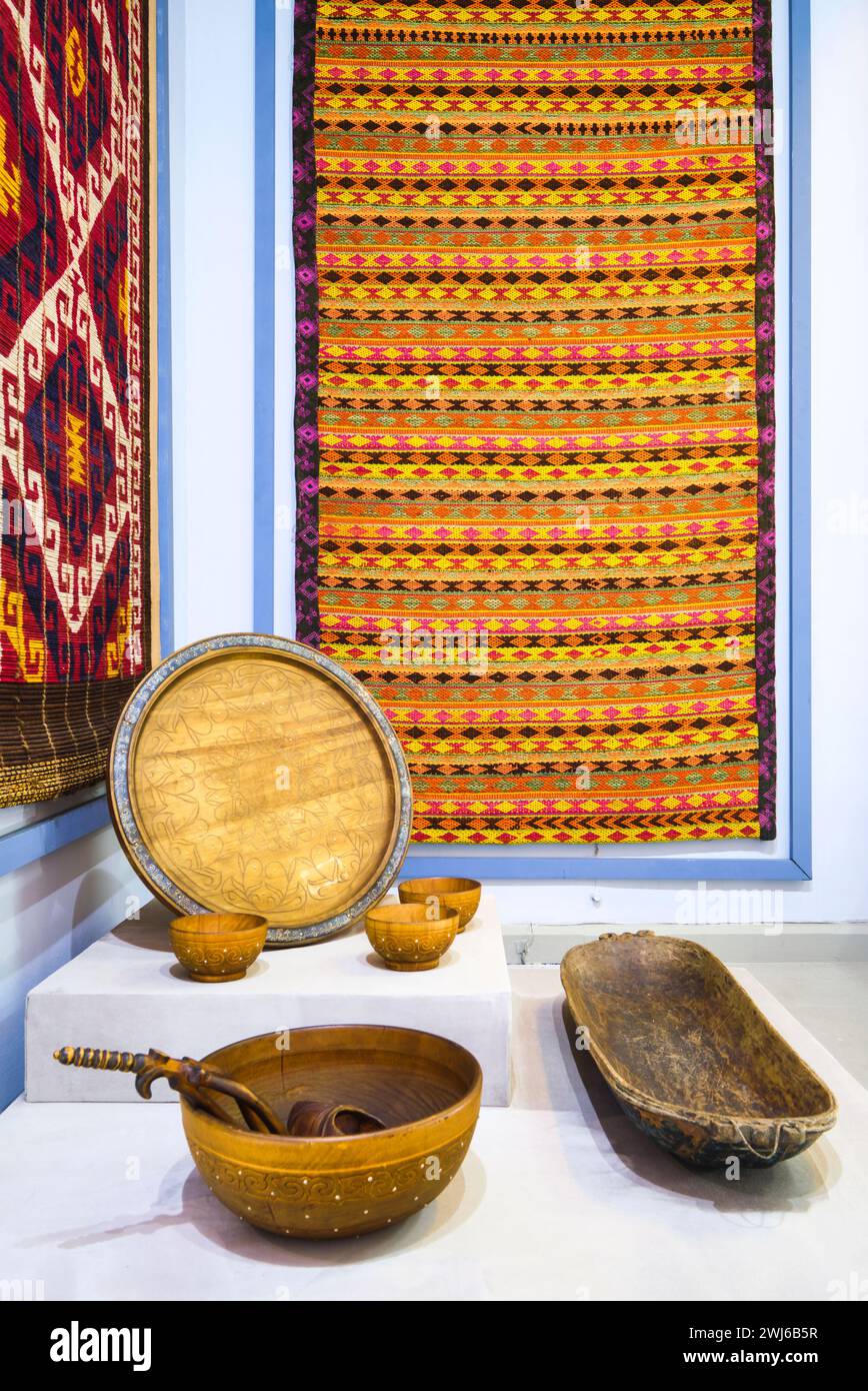 A detailed view of one of the displays, exhibits of traditional wool ...