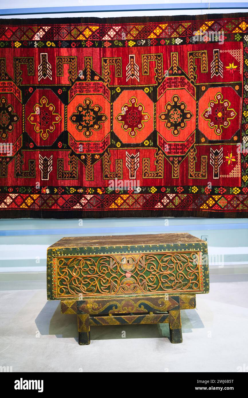 A detailed view of one of the displays, exhibits of traditional wool ...