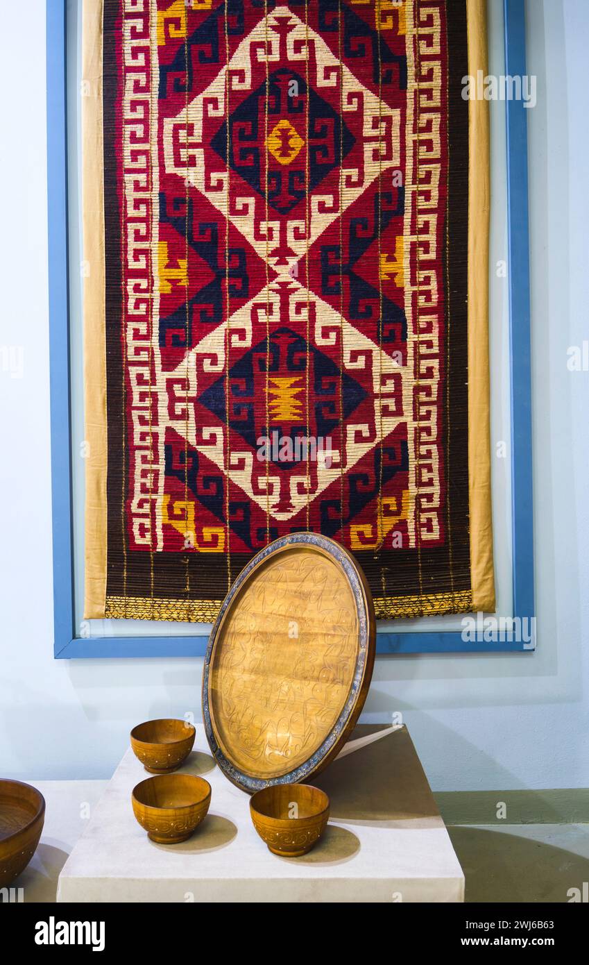 A detailed view of one of the displays, exhibits of traditional wool ...