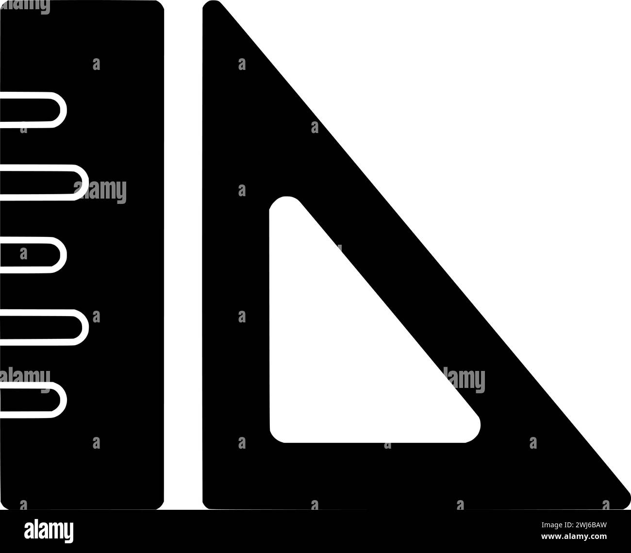 black ruler silhouette or flat engineering illustration of angle logo ...