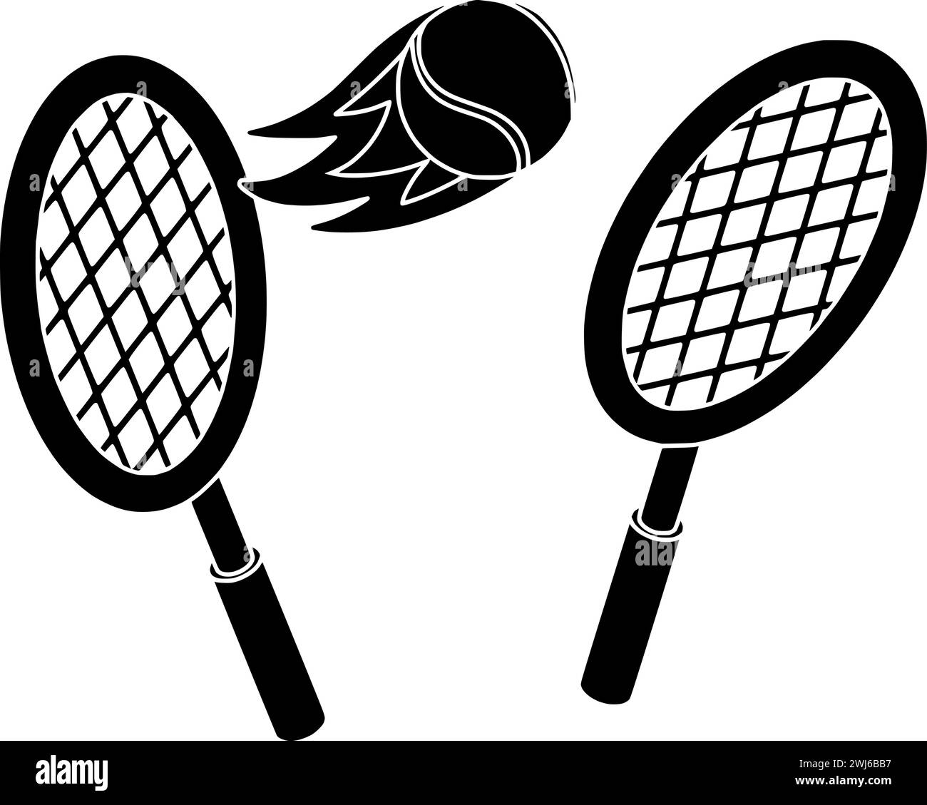 black tennis silhouette or flat racket illustration of equipment logo ...