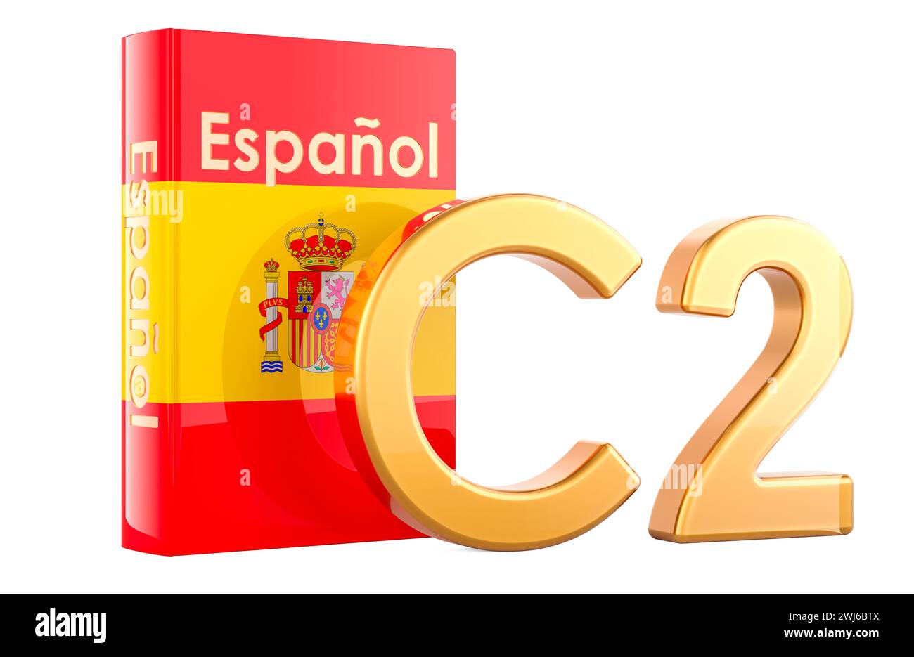 C2 Spanish level, concept. C2 Proficiency. 3D rendering isolated on ...