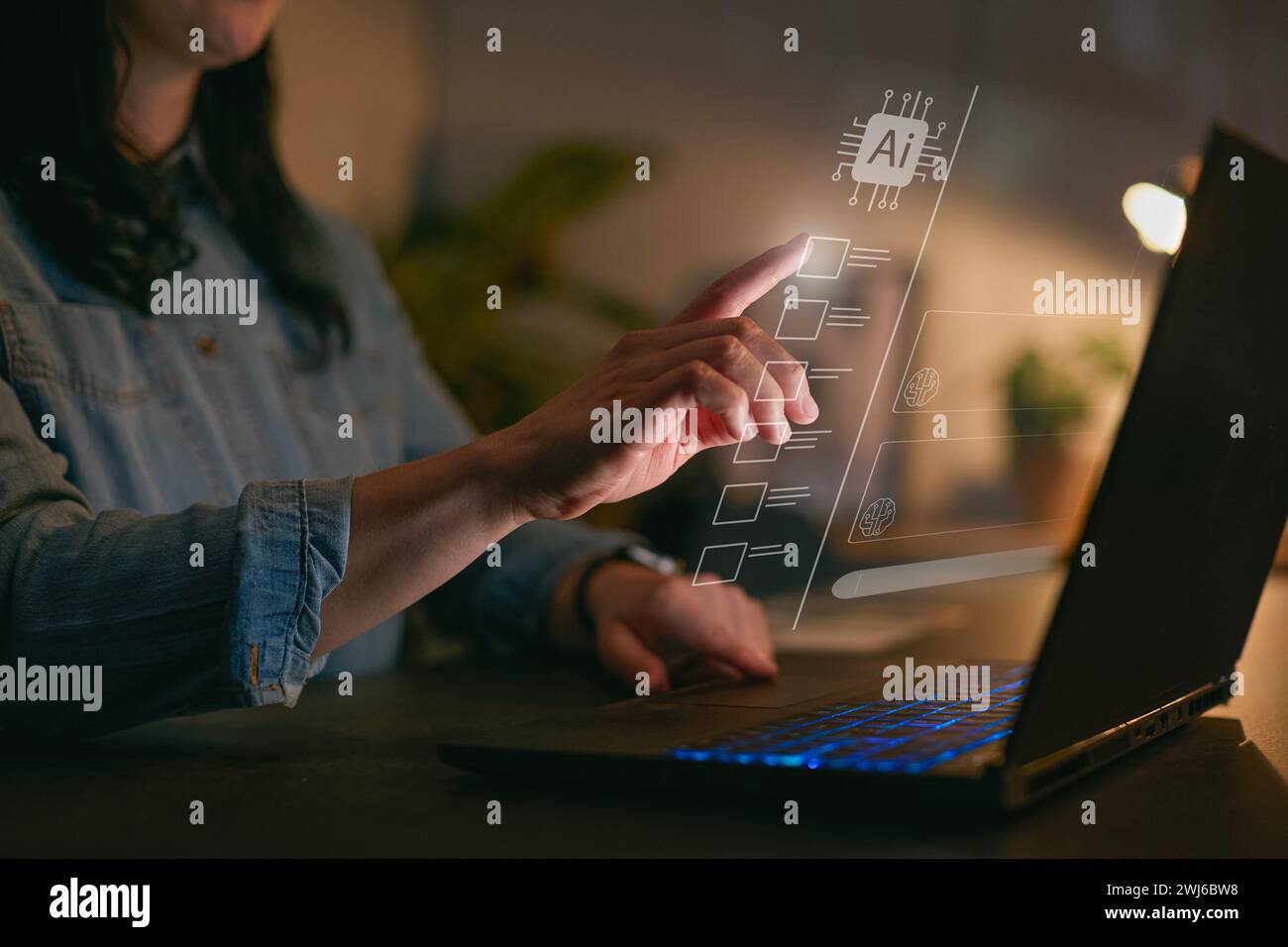 Computer Concept With Artificial Intelligence AI Overlay Projected Onto ...