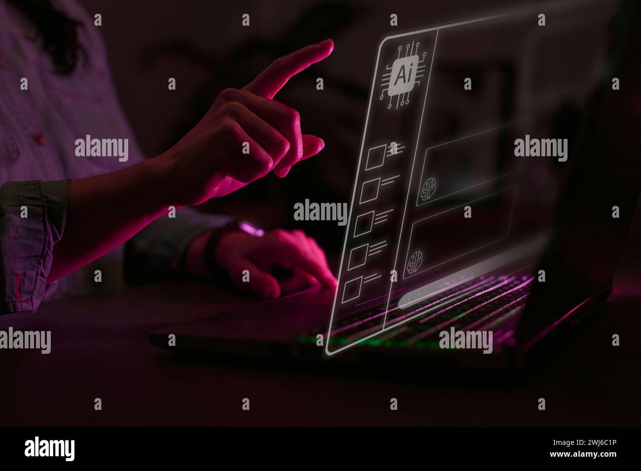 Computer Concept With Artificial Intelligence AI Overlay Projected Onto ...