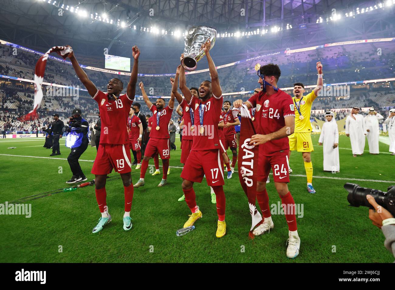 Doha, Qatar. 10th Feb, 2024. Qatar team players (QAT) Football/Soccer ...