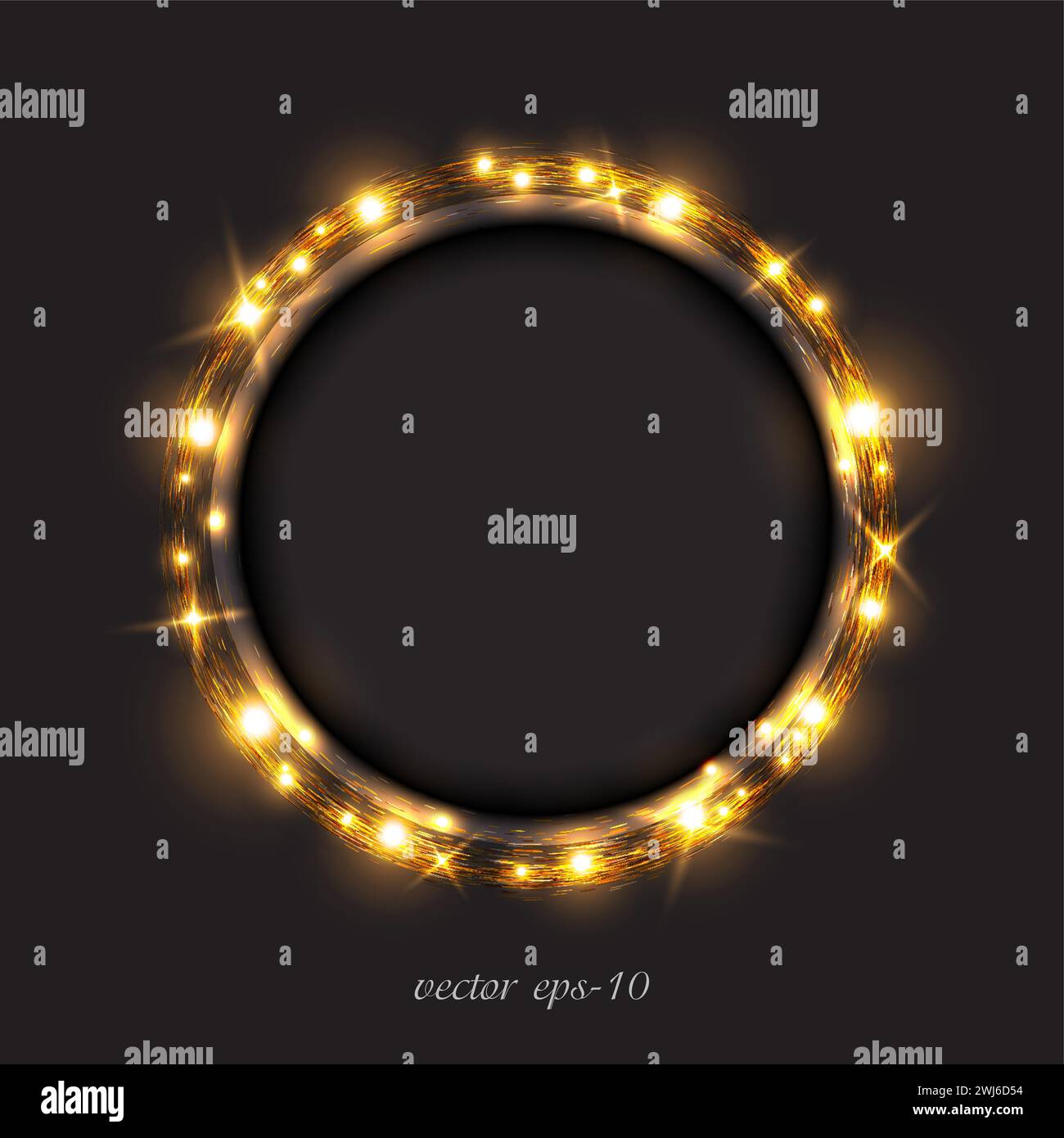 Shining circle light banner. Golden frame. vector illustration Stock ...