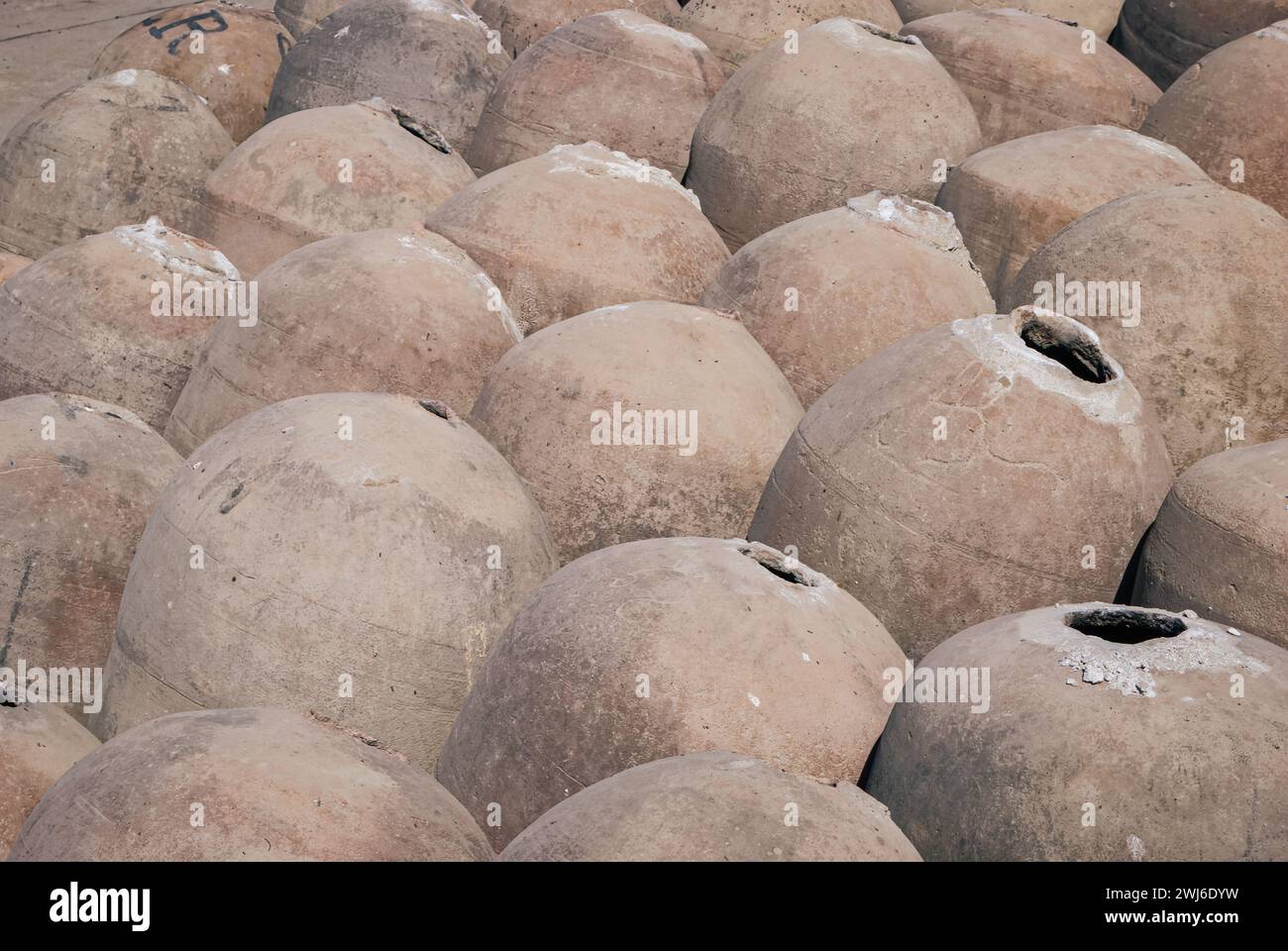 Aged to perfection: The earthen pots of a Pisco winery (Peru Stock ...