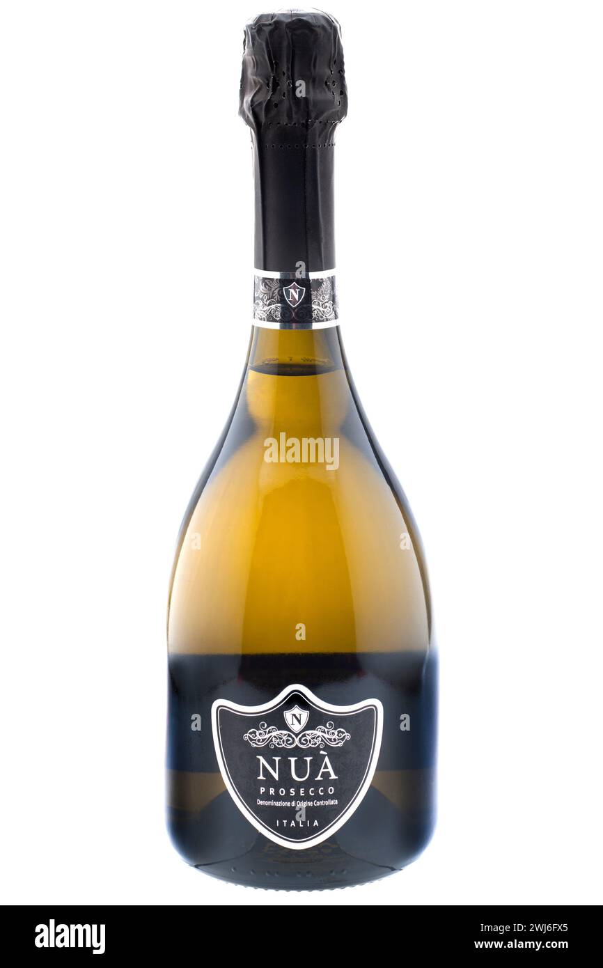 Bottle of Nua Italian Prosecco on a white background Stock Photo - Alamy