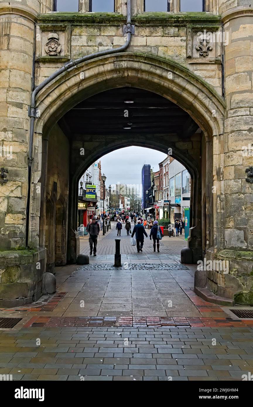 North view through the Guildhall and Stonebow arch on the High street ...