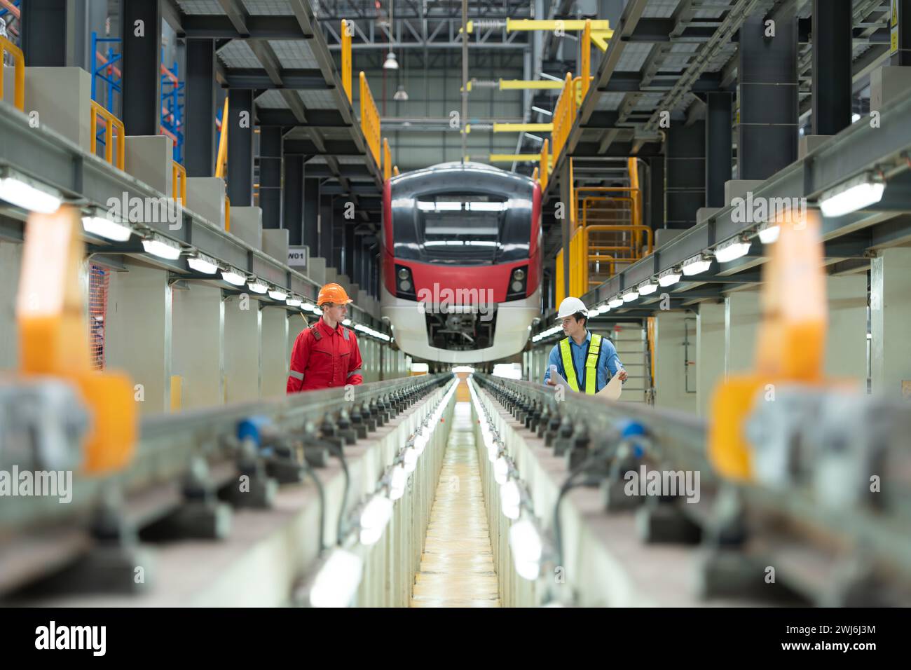 After the electric train is parked in the electric train repair shop ...