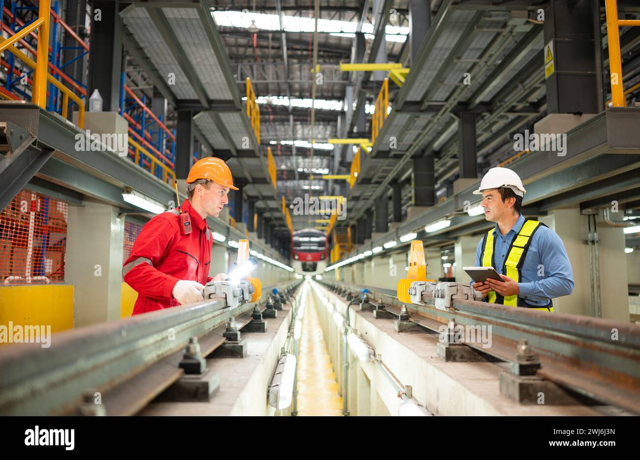 After the electric train is parked in the electric train repair shop ...