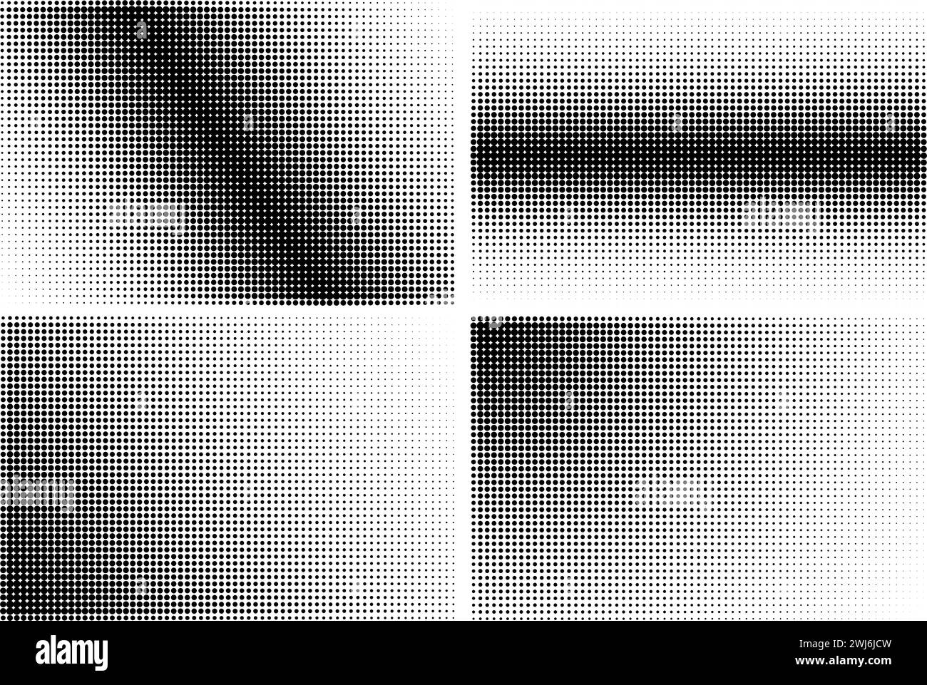 Gradient halftone dotted patterns. set of abstract halftone gradient horizontal patterns. Vector ...