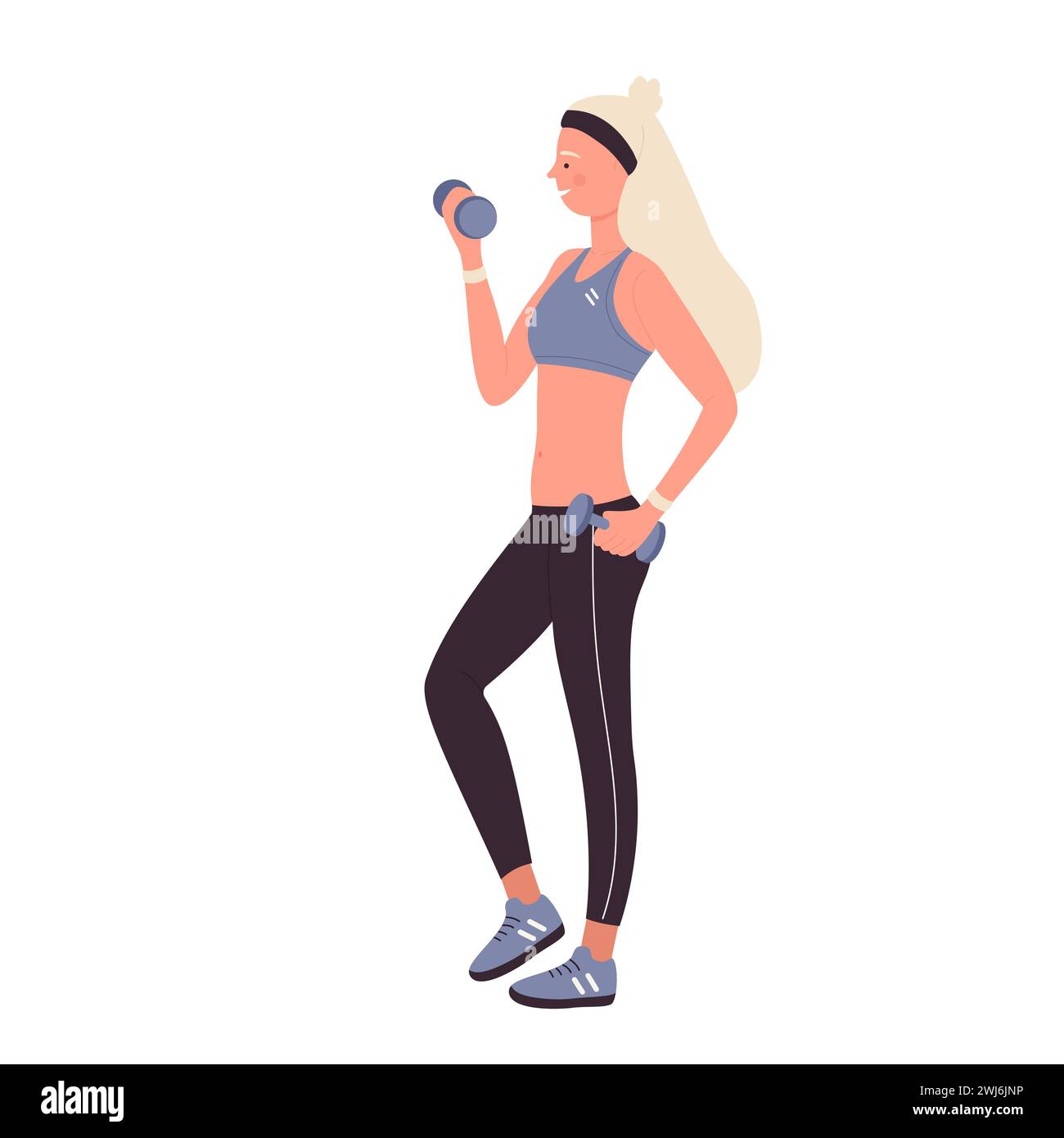 Sport woman coach with dumbbells. Personal fitness trainer, gym ...