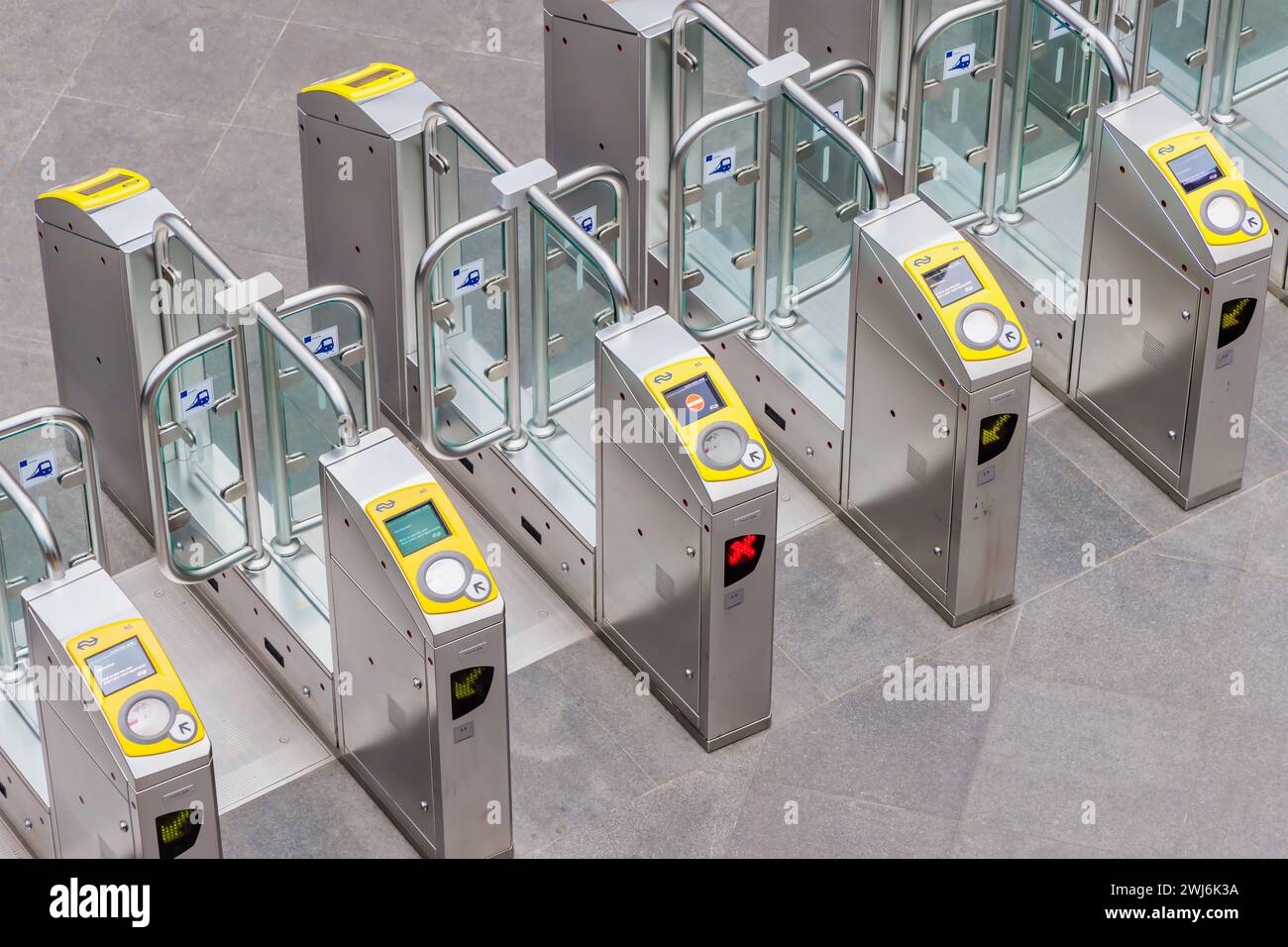 The Hague, The Netherlands - January 31, 2024: Train check in and check ...