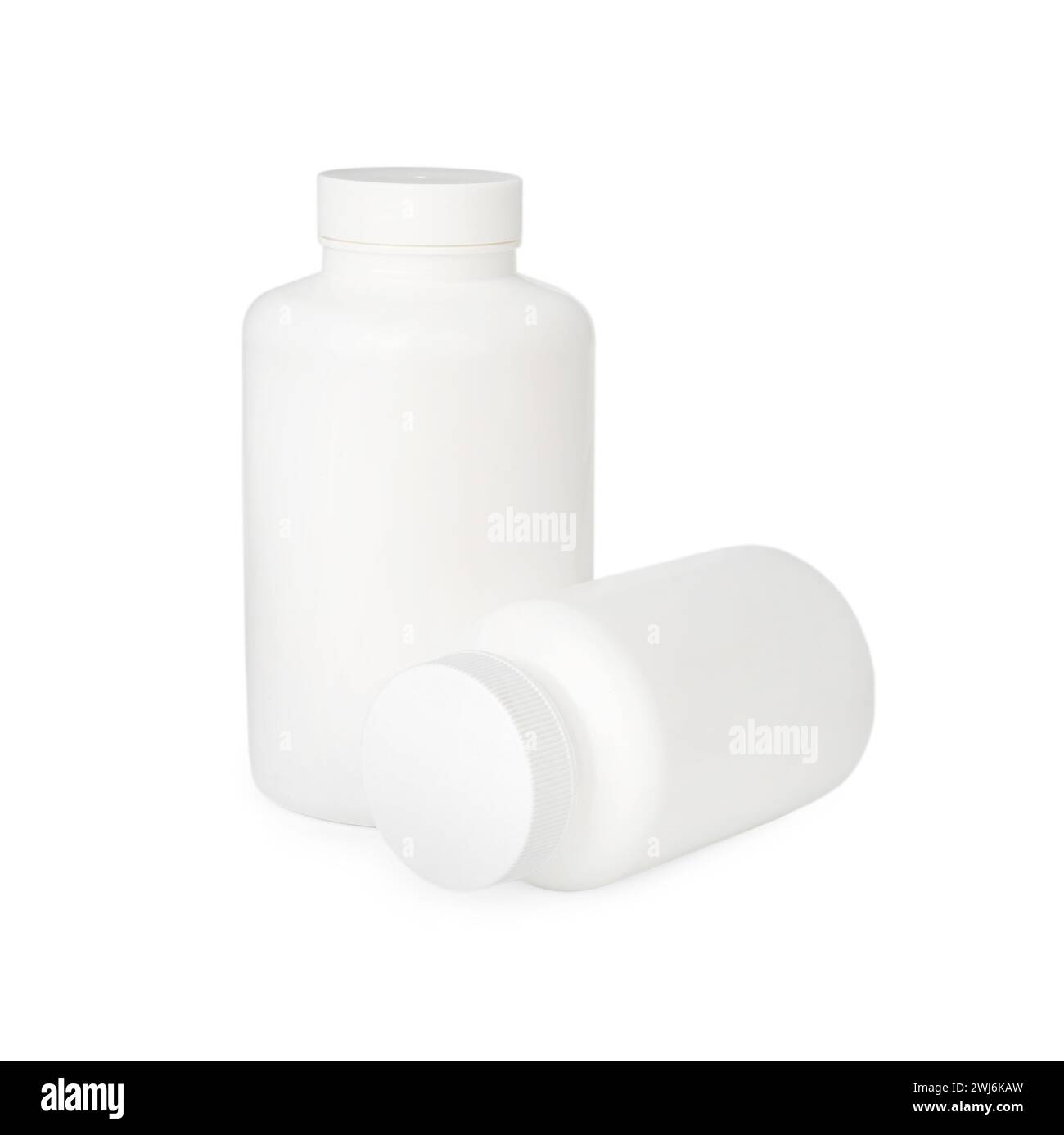 Blank medical pill jars isolated on white Stock Photo - Alamy