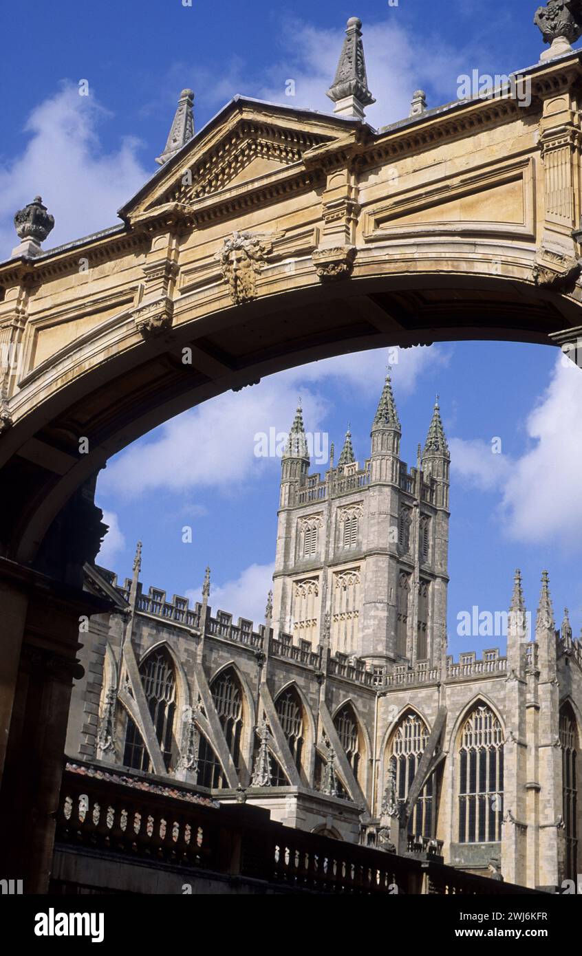 UK, Somerset, Bath, Abbey spire and archway Stock Photo - Alamy