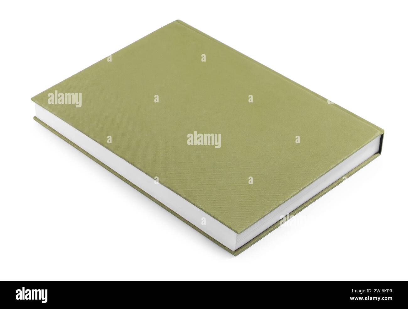 One closed green hardcover book isolated on white Stock Photo - Alamy