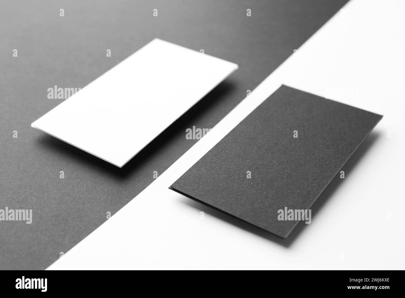 Blank business cards on color background. Mockup for design Stock Photo ...