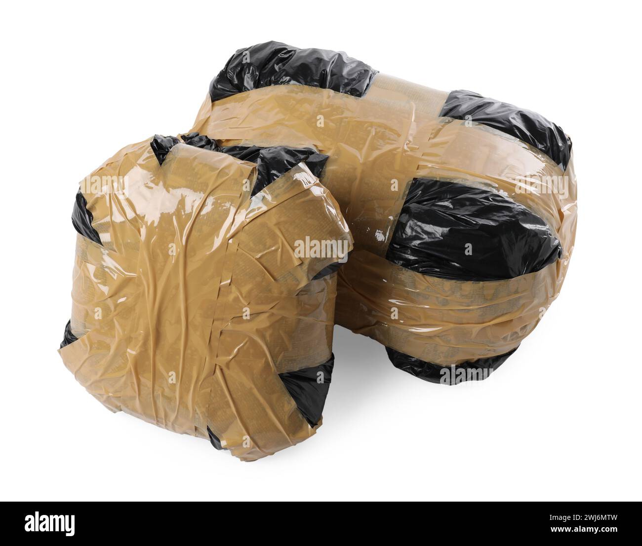 Packages with narcotics isolated on white. Drug addiction Stock Photo ...