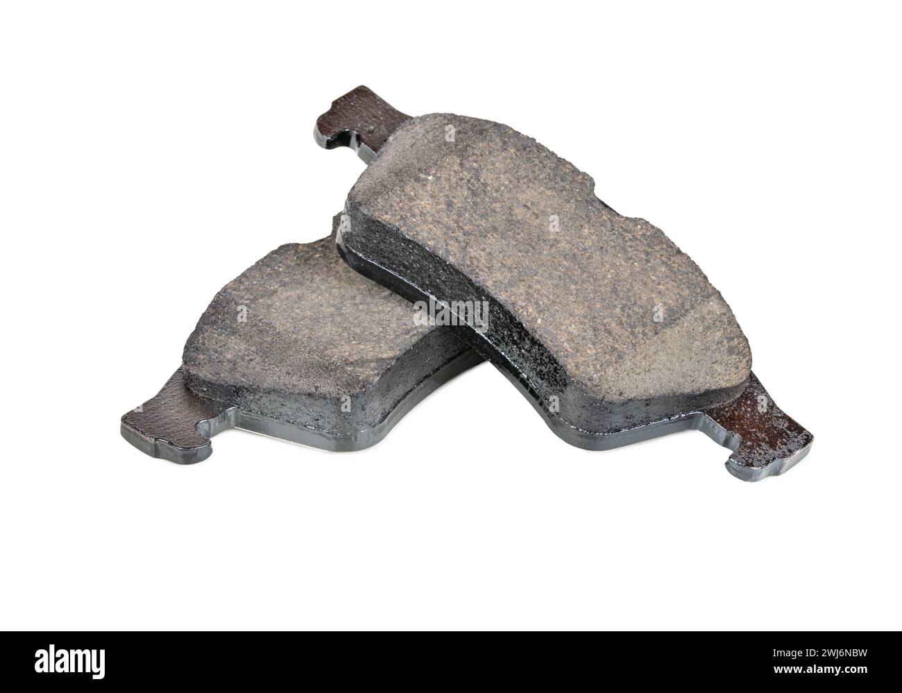 Two brake pads from a car isolated on a white background Stock Photo ...