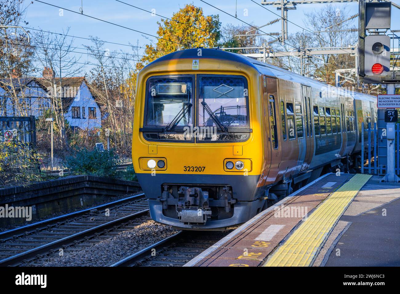 electric powered passenger commuter train barnt green station west ...