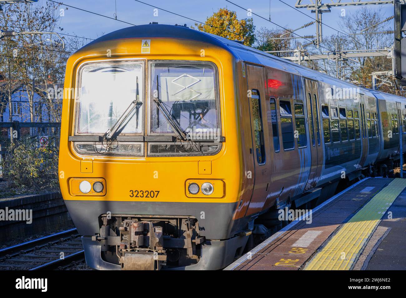 electric powered passenger commuter train barnt green station west ...