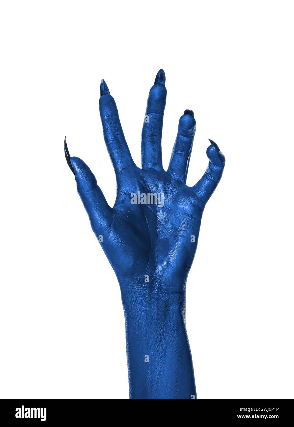 Creepy monster. Blue hand with claws isolated on white Stock Photo - Alamy