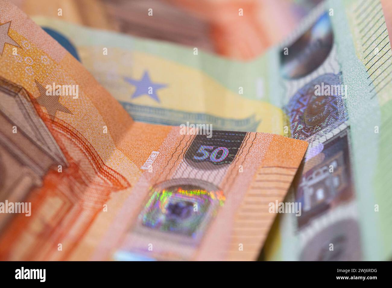 ILLUSTRATION - 13 February 2024, Hesse, Frankfurt/Main: Euro banknotes ...