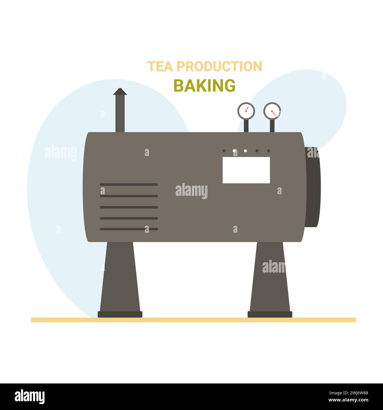 Baking process of tea production. Industrial natural tea production ...