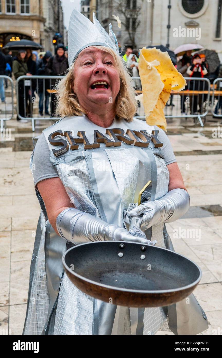 London, UK. 13th Feb, 2024. The annual Inter-Livery Pancake Races in ...