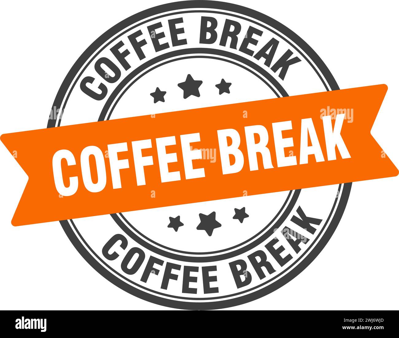 coffee break stamp. coffee break round sign. label on transparent ...