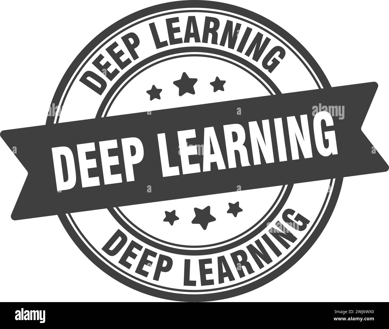deep learning stamp. deep learning round sign. label on transparent ...