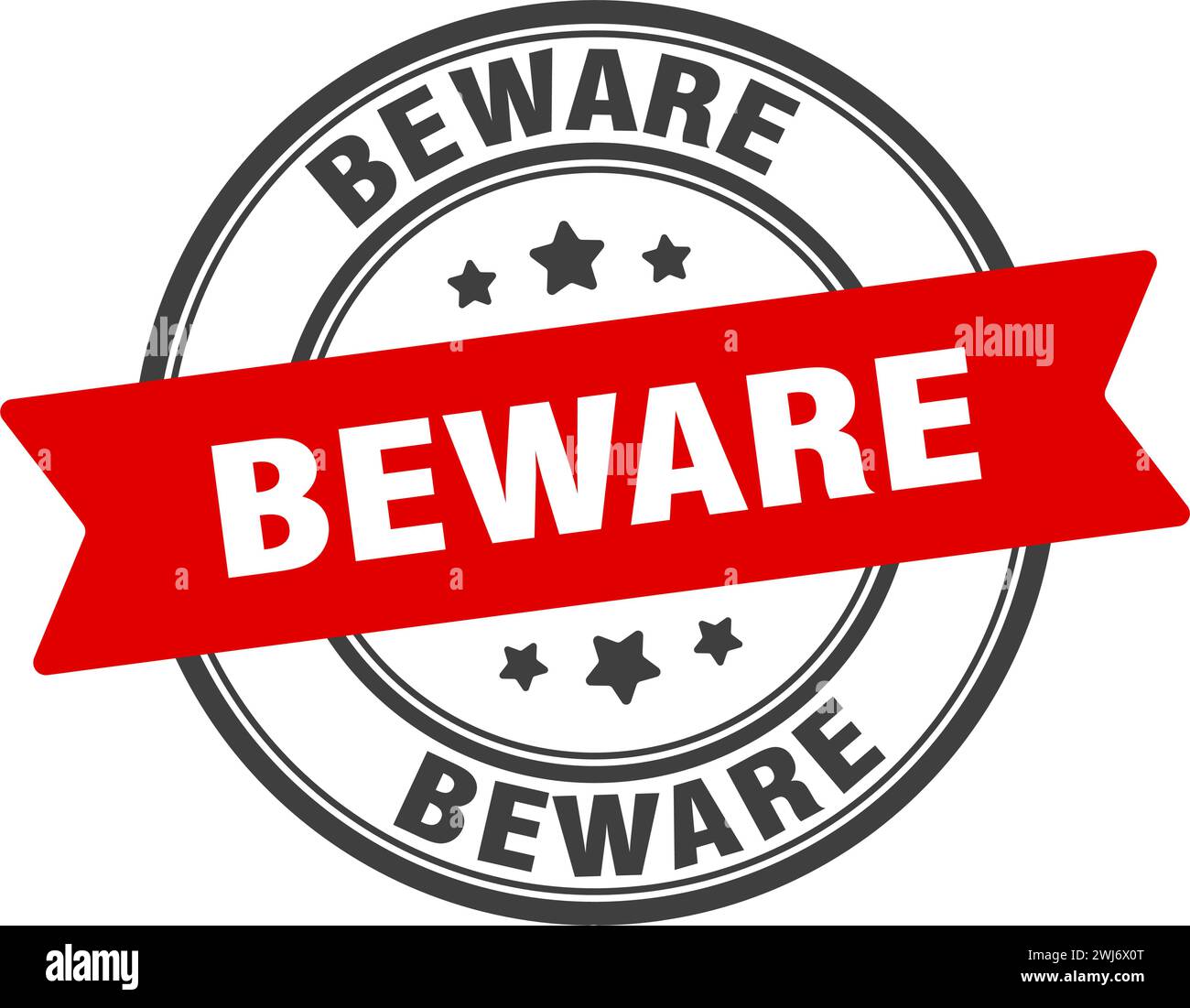 beware stamp. beware round sign. label on transparent background Stock ...