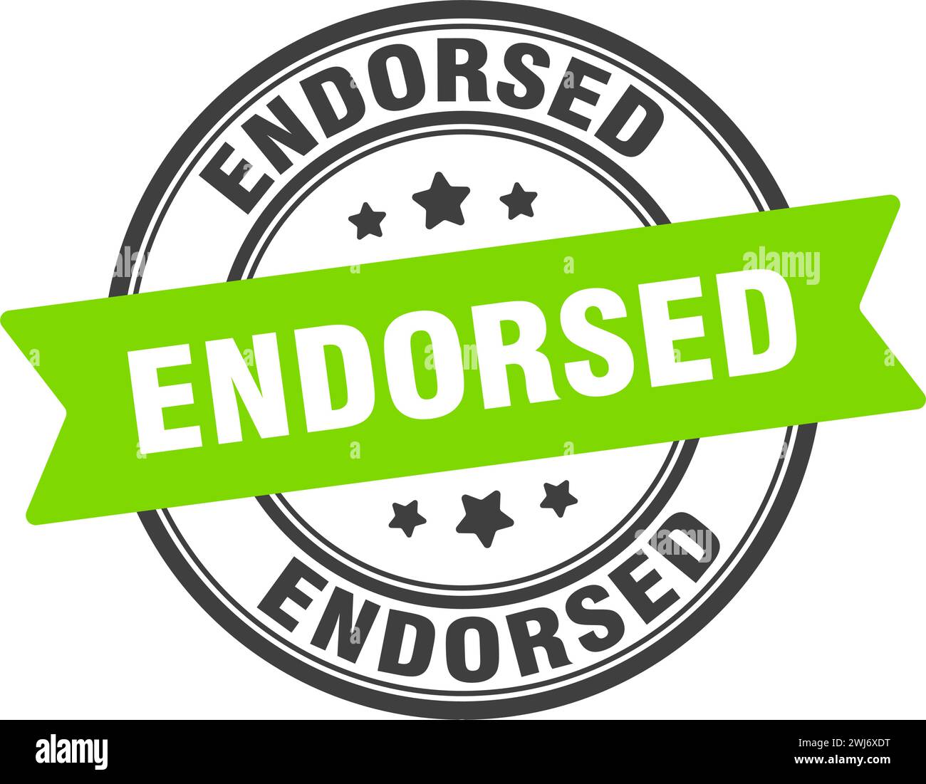 endorsed stamp. endorsed round sign. label on transparent background ...