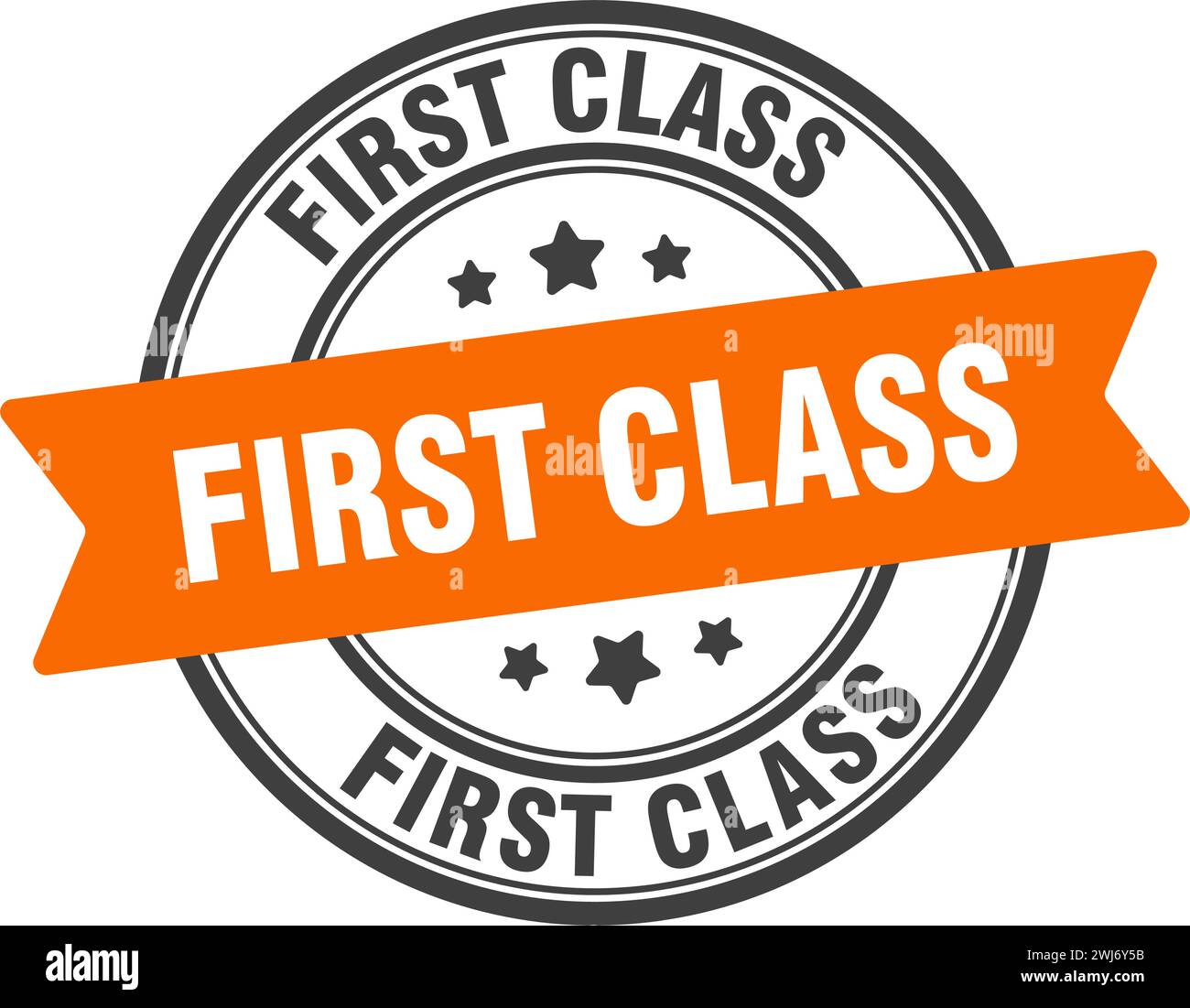 first class stamp. first class round sign. label on transparent ...
