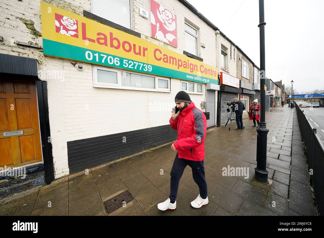 A man walks past the Labour Campaign Centre in Rochdale, Greater ...