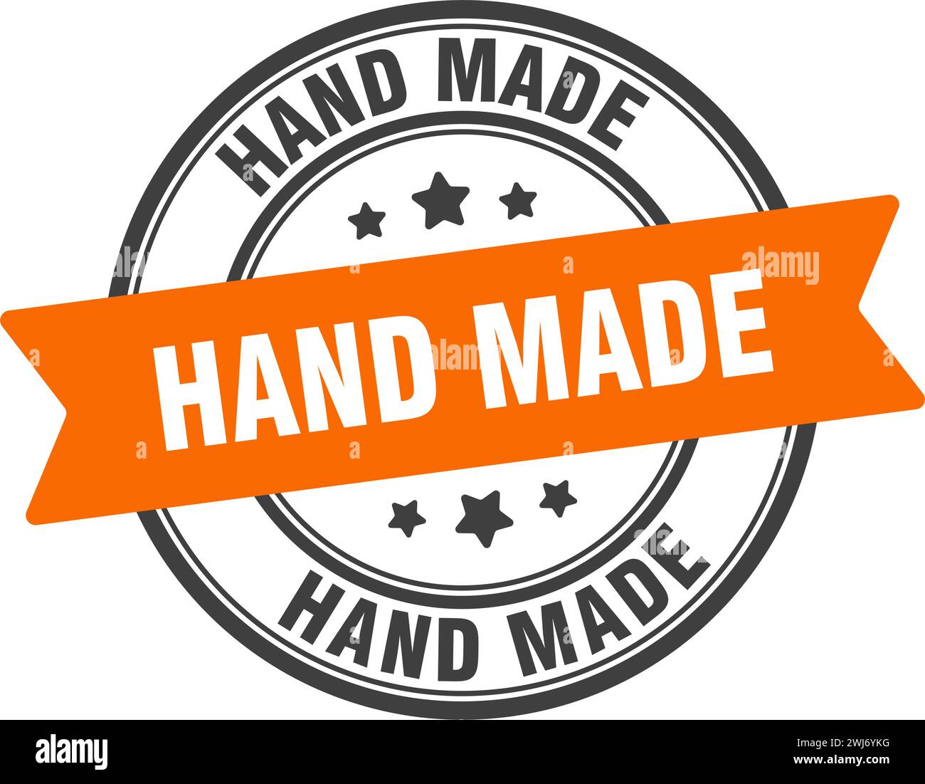 hand made stamp. hand made round sign. label on transparent background ...