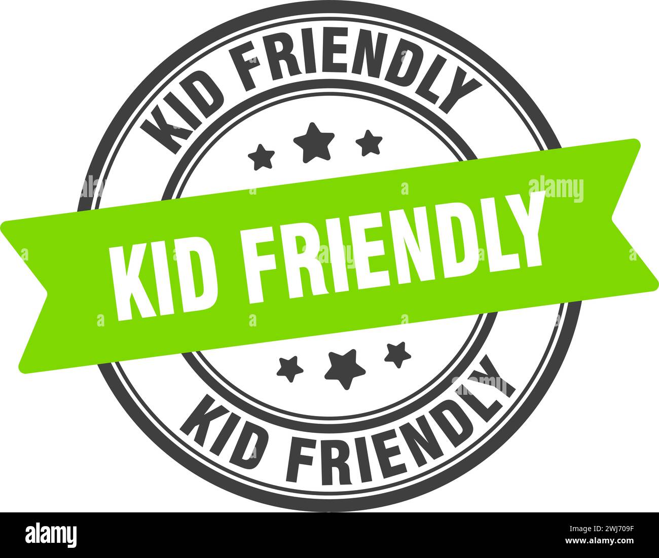 kid friendly stamp. kid friendly round sign. label on transparent ...
