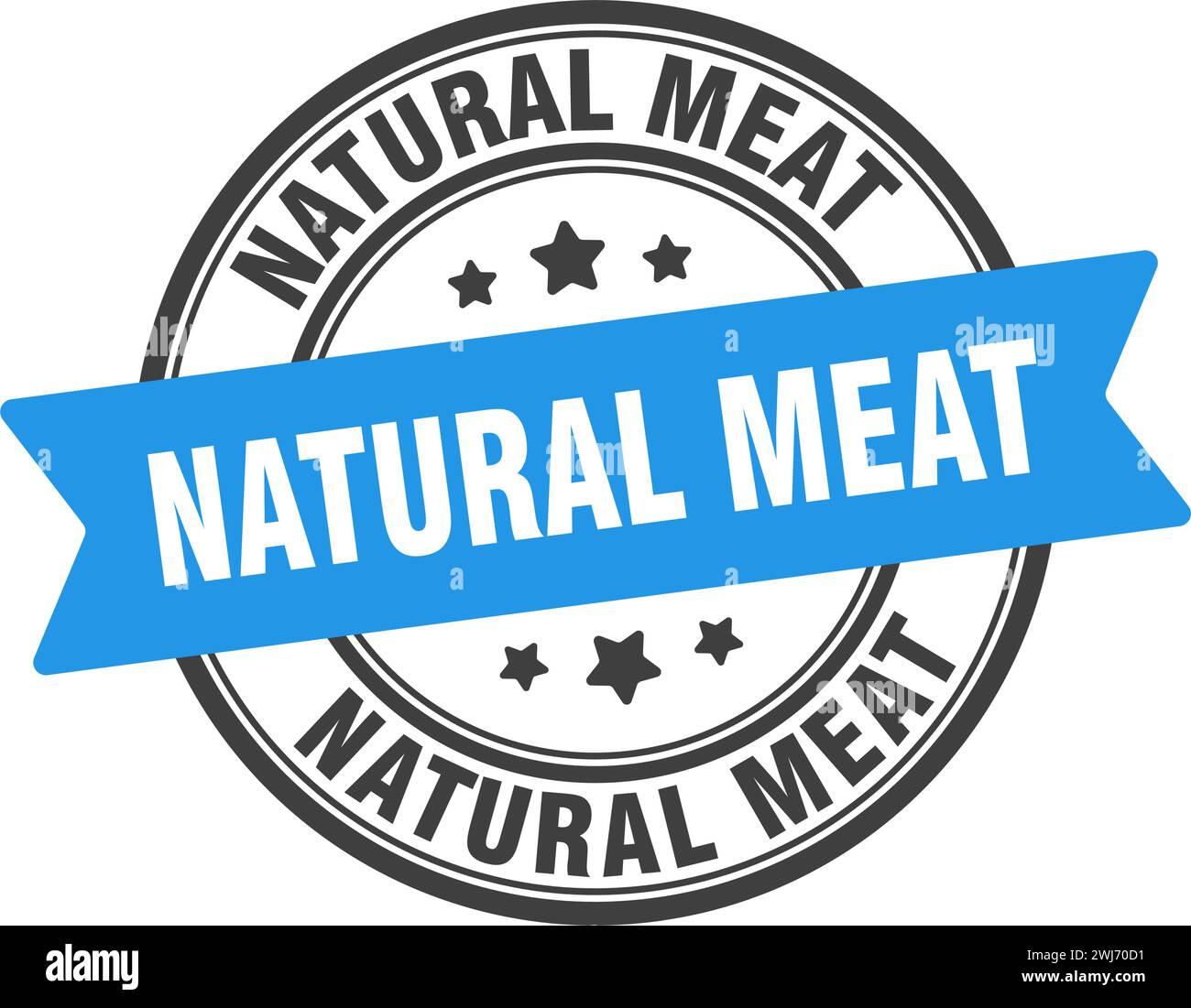 natural meat stamp. natural meat round sign. label on transparent ...