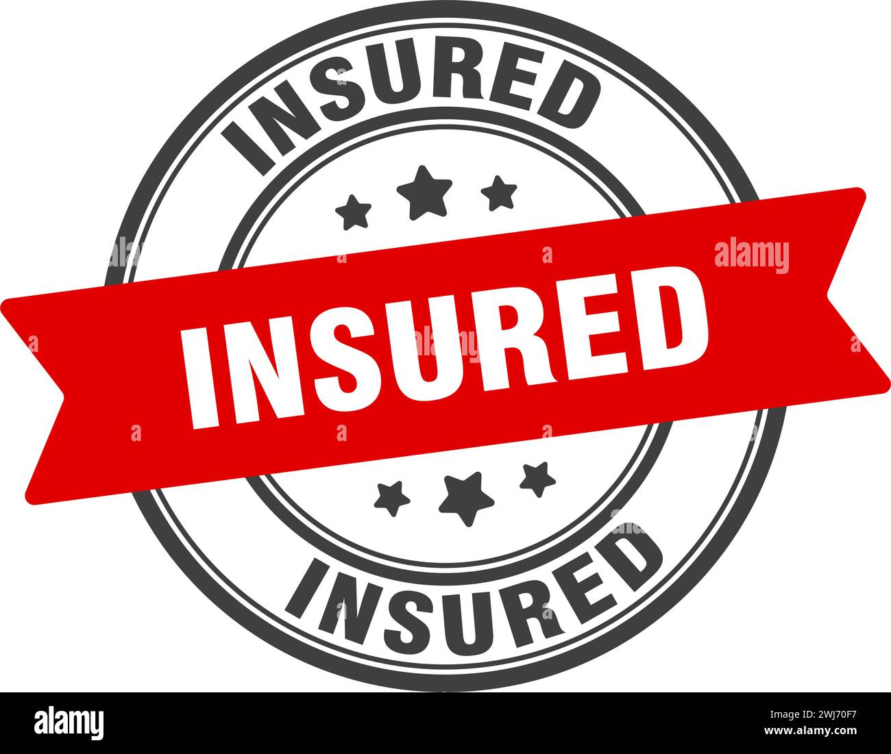 insured stamp. insured round sign. label on transparent background ...