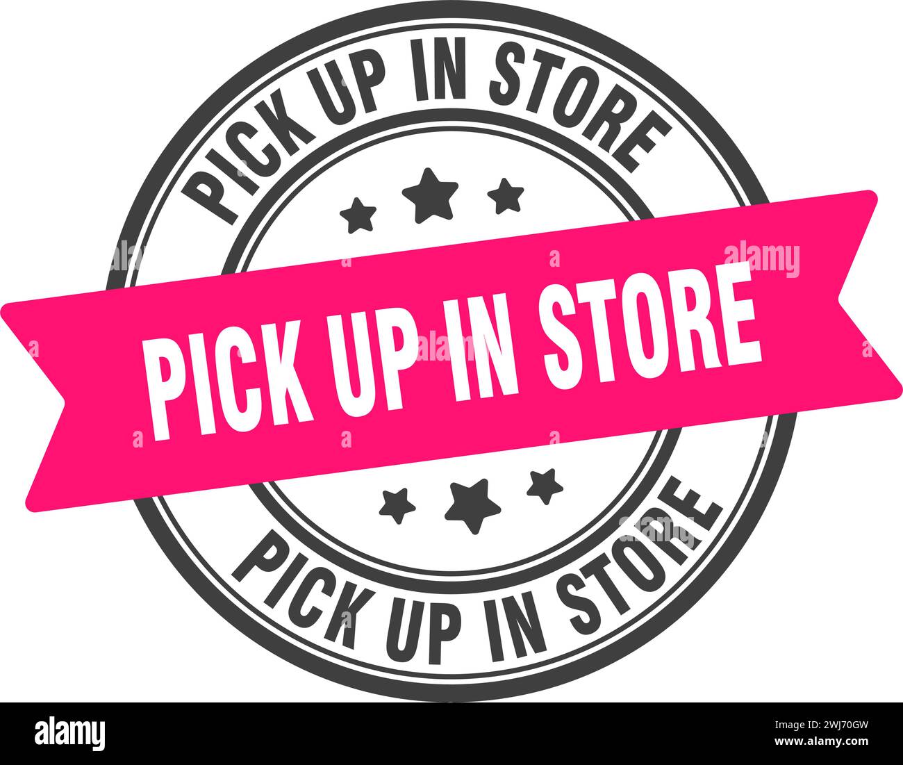 pick up in store stamp. pick up in store round sign. label on ...