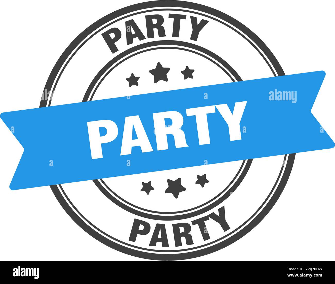 party stamp. party round sign. label on transparent background Stock ...