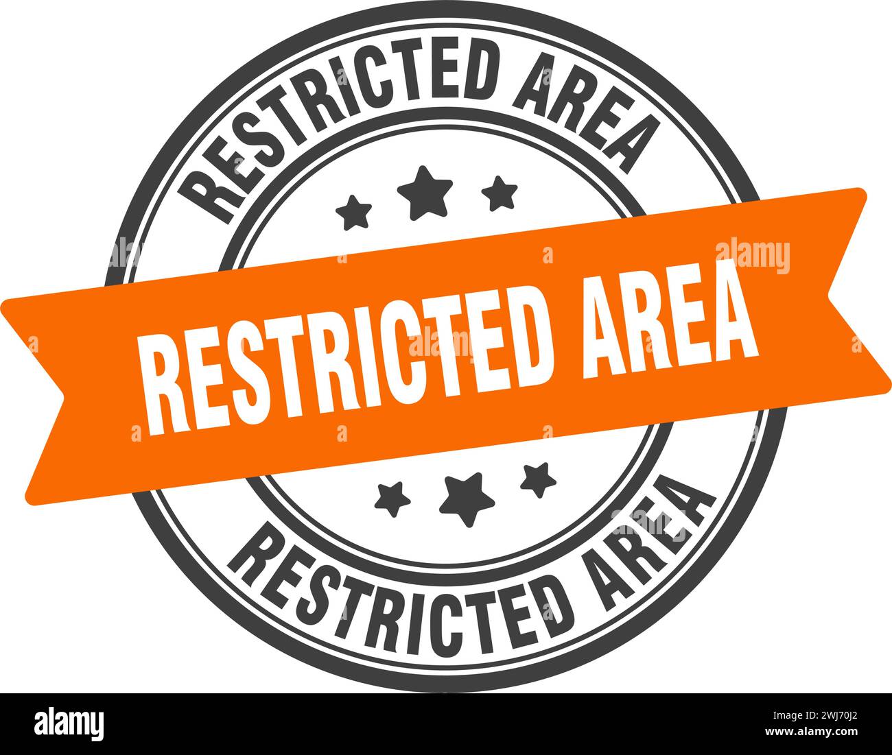 restricted area stamp. restricted area round sign. label on transparent ...