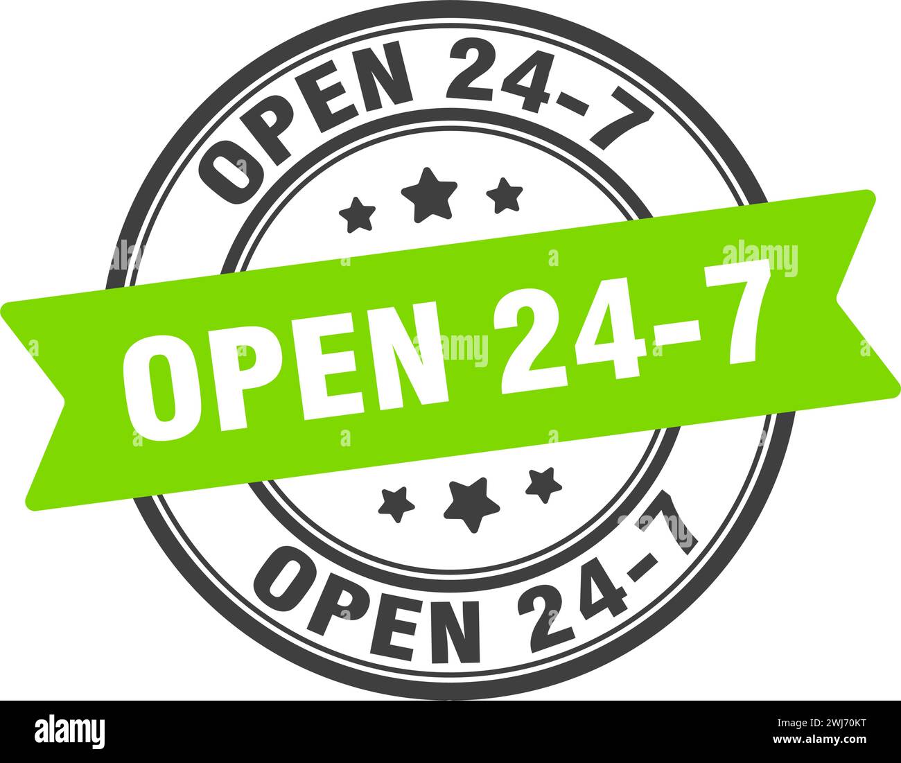 open 24 7 stamp. open 24 7 round sign. label on transparent background ...